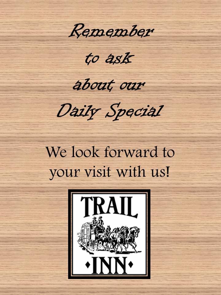 Menu at Trail Inn restaurant, Williamsport, Lycoming Creek Rd