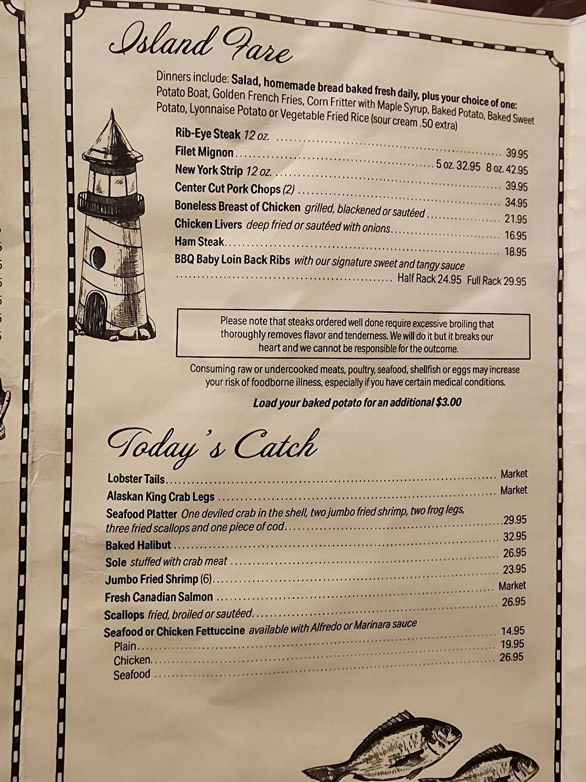 Menu at Treasure Island Supper Club, Dayton