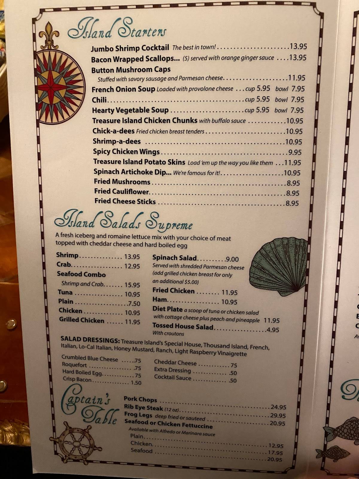 Menu at Treasure Island Supper Club, Dayton