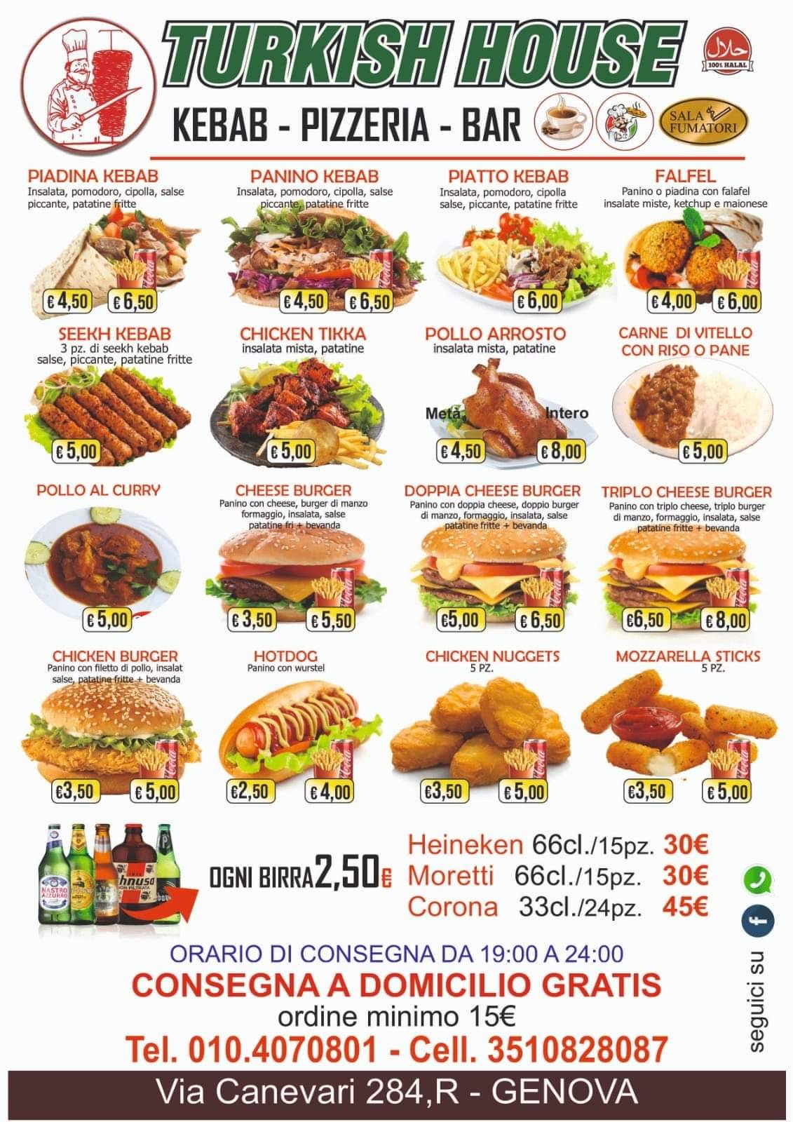 Menu at Turkish House restaurant, Genoa