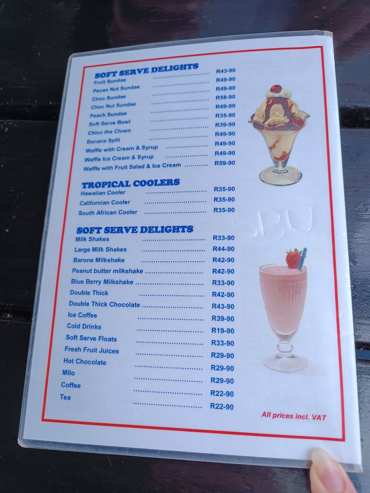 Menu at Uncle Harry's Roadhouse restaurant, Randfontein