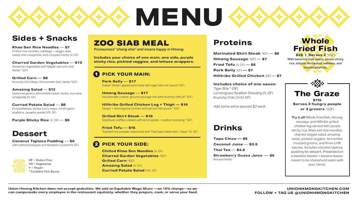 Menu at Union Hmong Kitchen - North Loop restaurant, Minneapolis, 520 N ...
