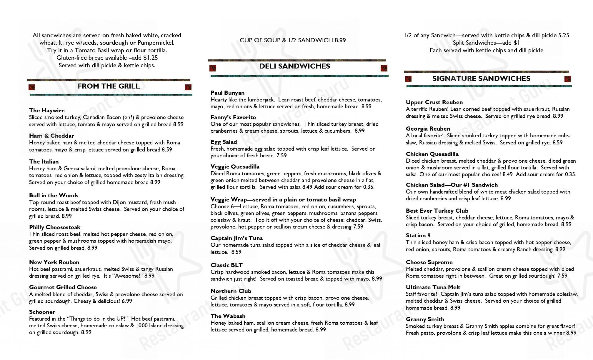 Menu at Upper Crust Deli cafe, Manistique