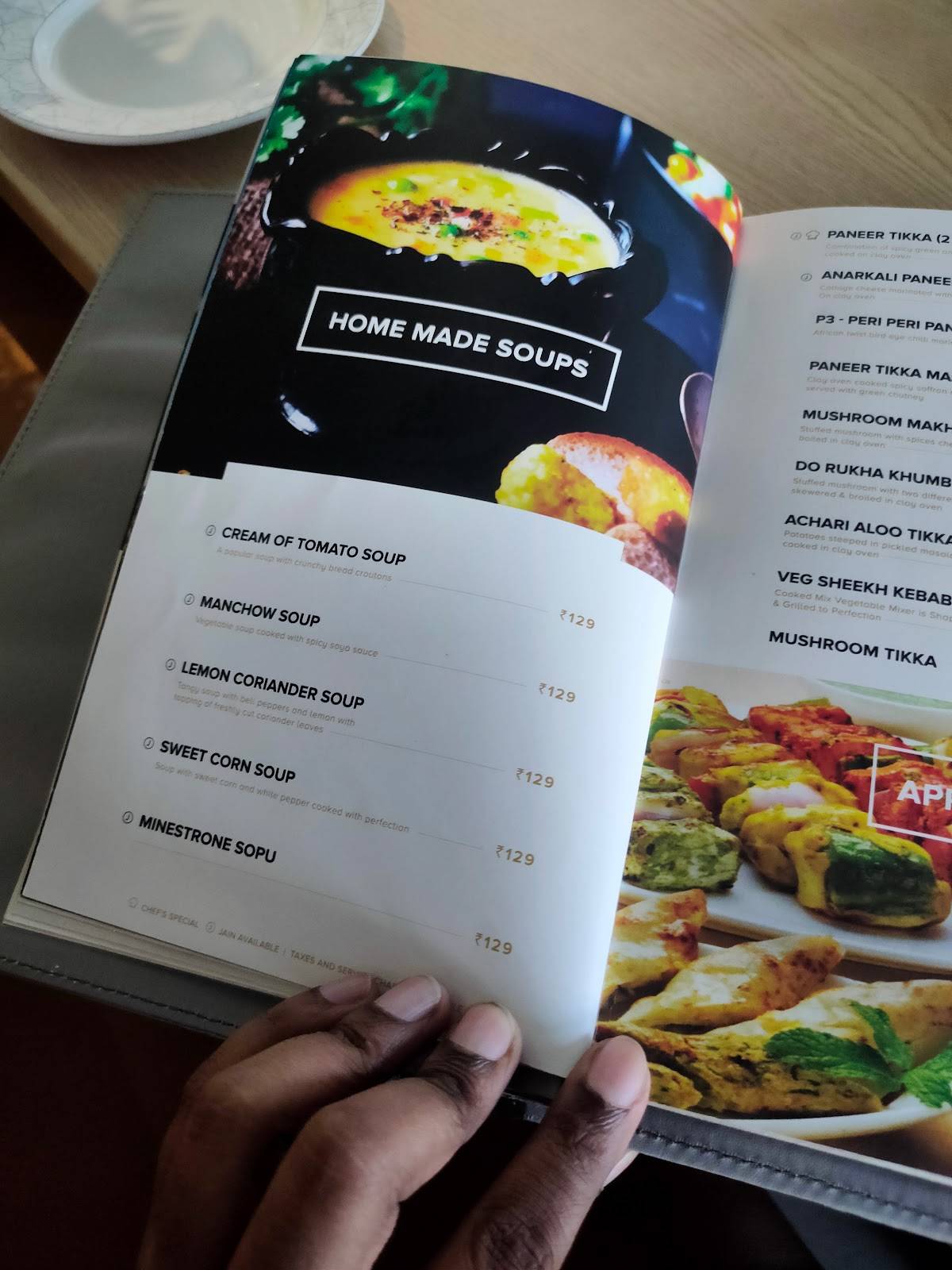 Menu at Kailash Parbat, Vellore