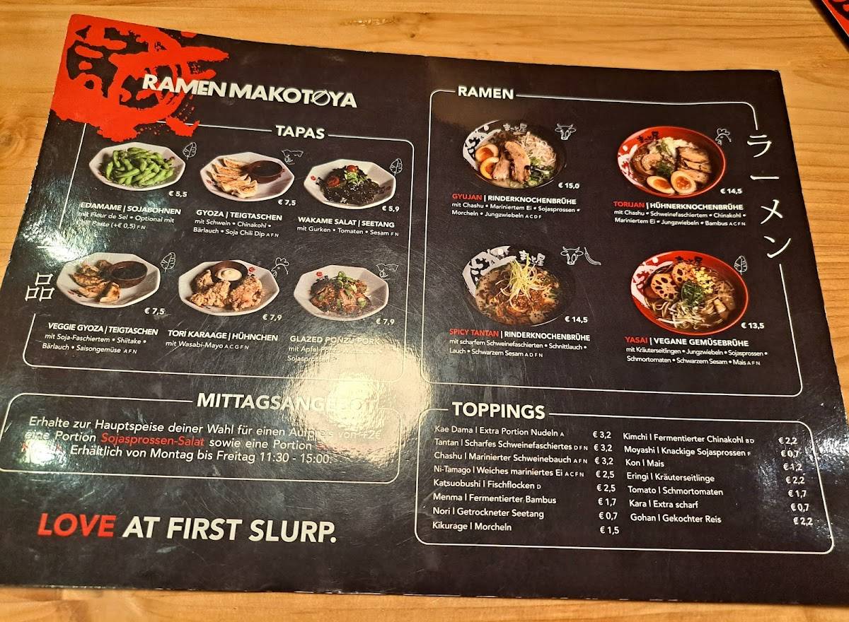 Speisekarte von Ramen Makotoya LANDSTRASSE restaurant, Wien