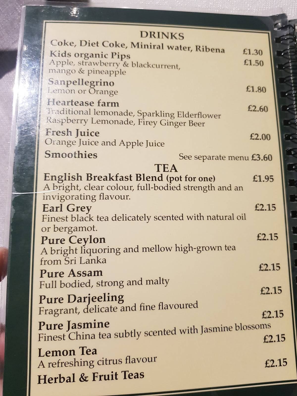 Menu at Village Tea Rooms cafe, Headcorn