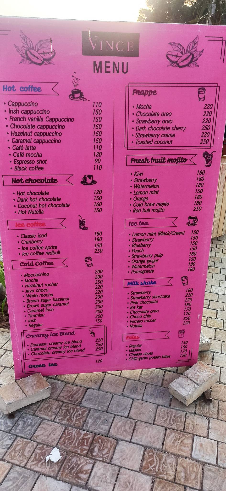 Menu at Vince cafe, Ahmedabad, Karnavati Club Rd