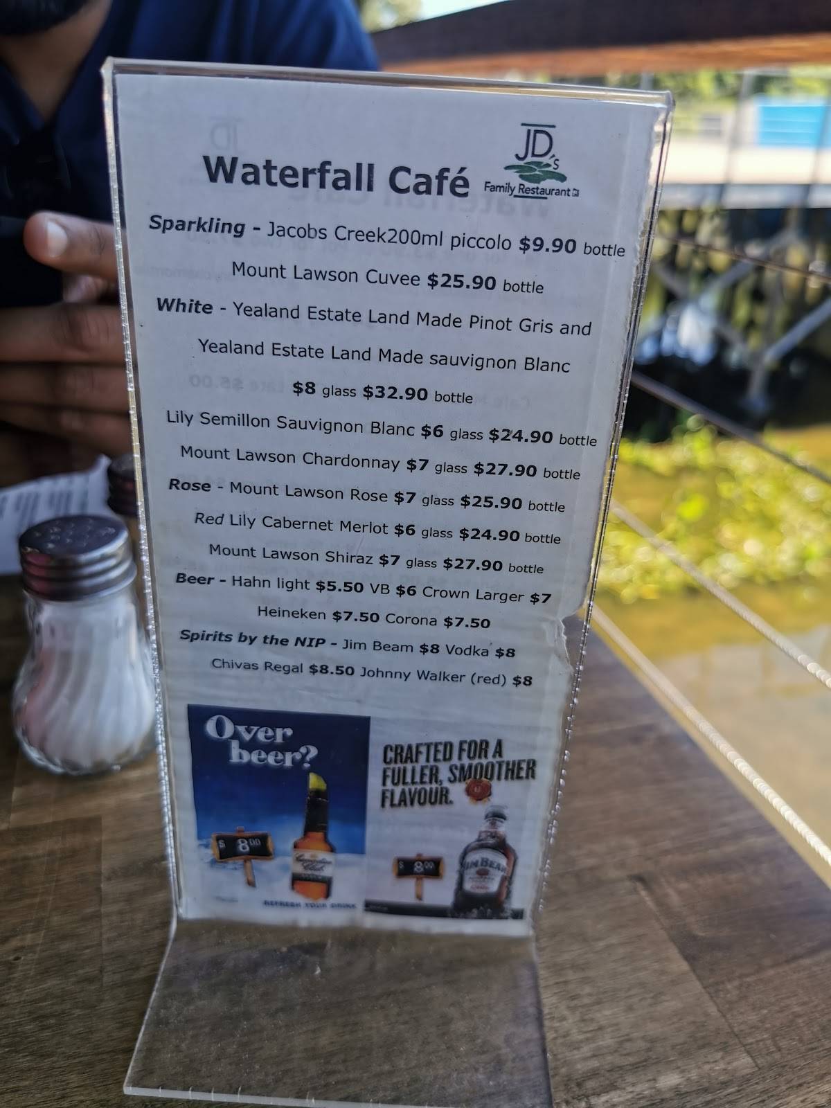Menu at Waterfall Cafe, Kariong