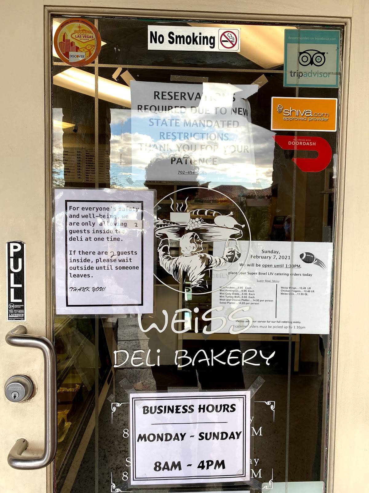 Menu at Weiss Deli restaurant, Henderson