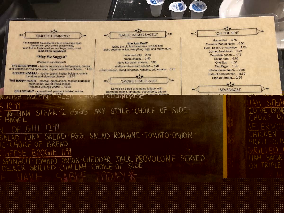 Menu at Weiss Deli restaurant, Henderson