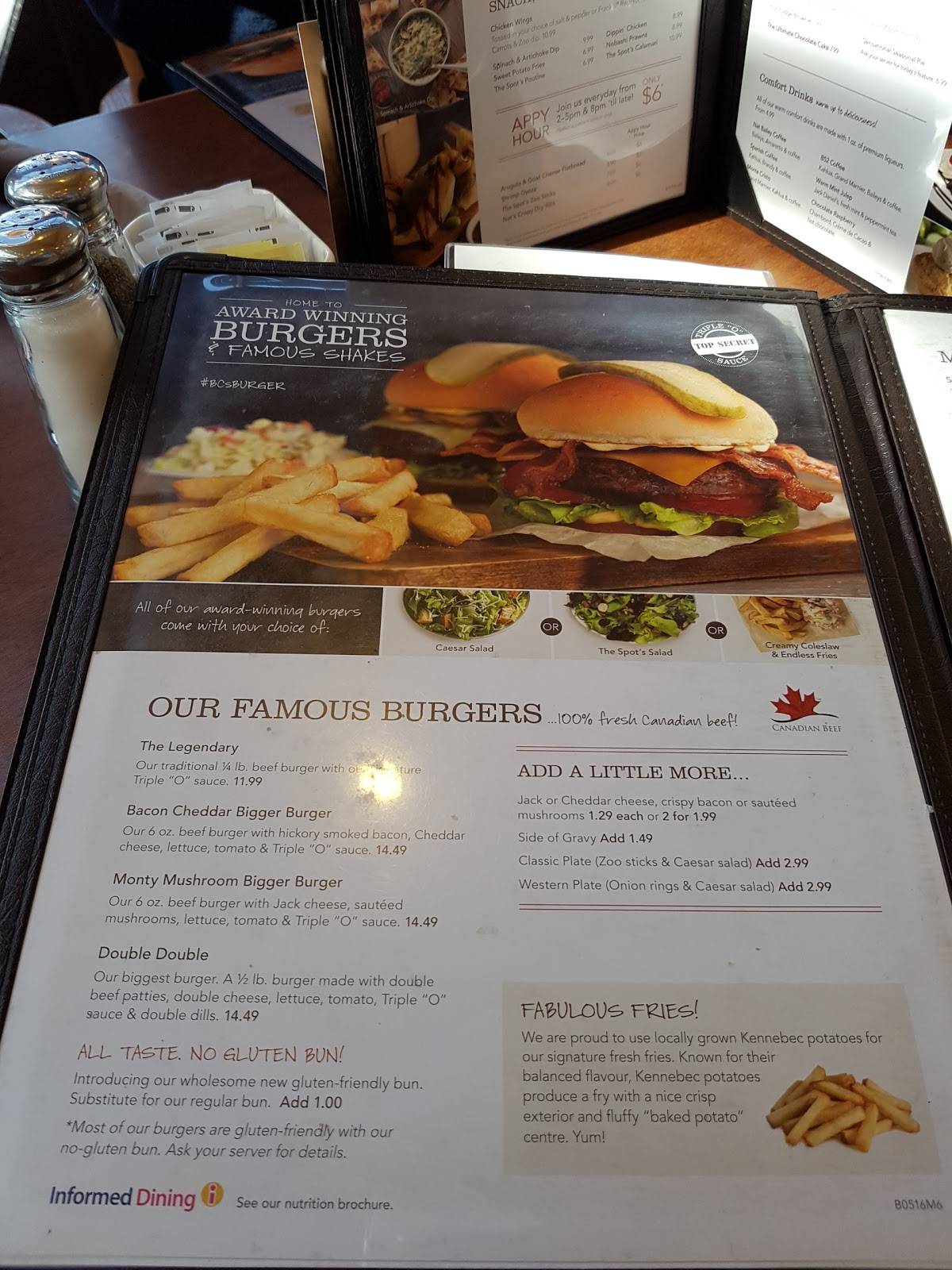 Menu at White Spot Penticton restaurant, Penticton
