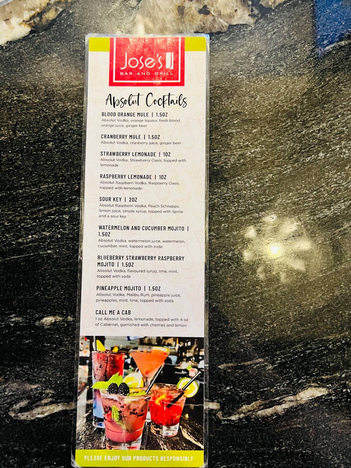 Menu at Jose's Bar & Grill Windsor, Windsor