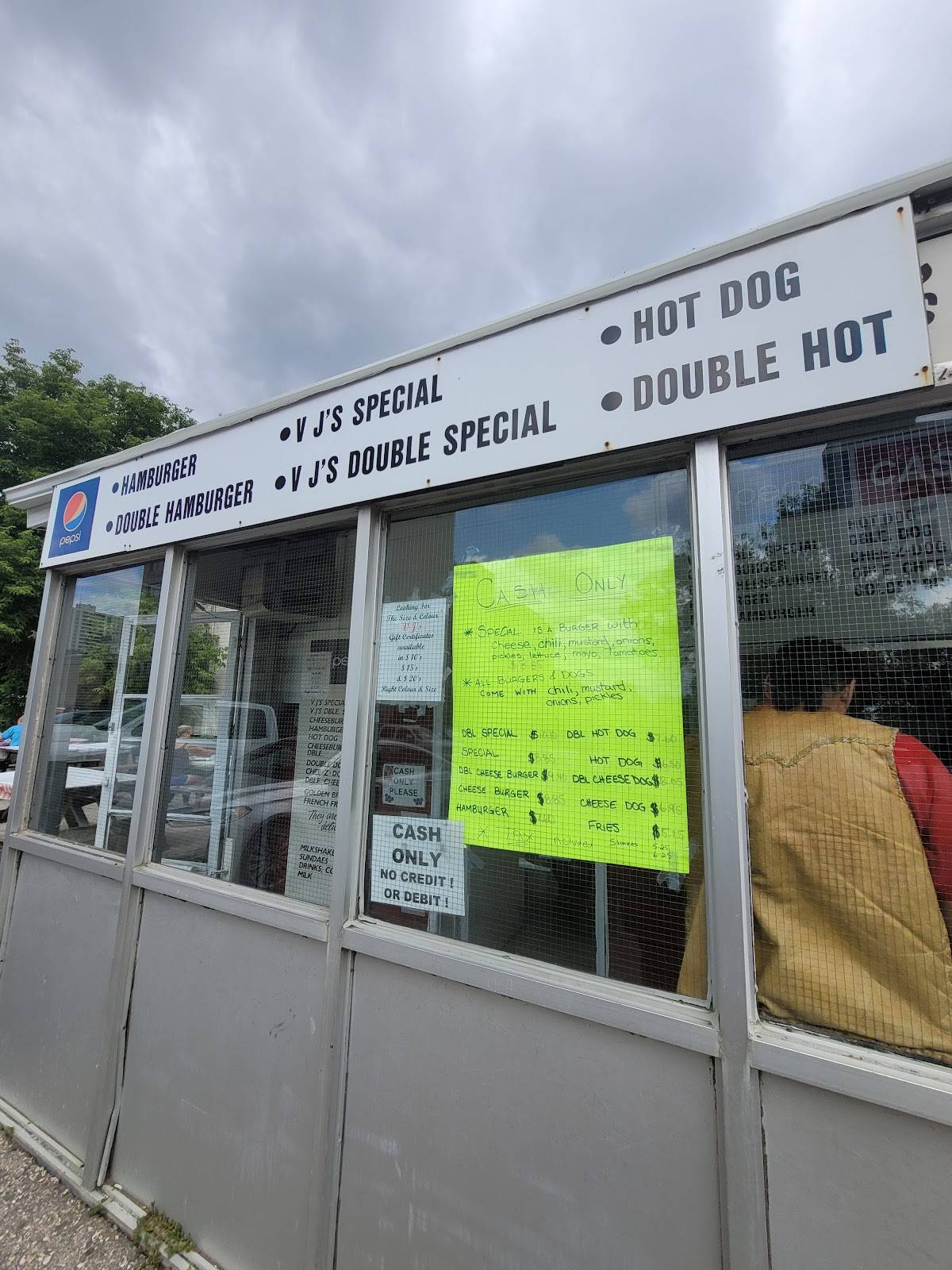 Menu at VJ's Drive Inn restaurant, Winnipeg