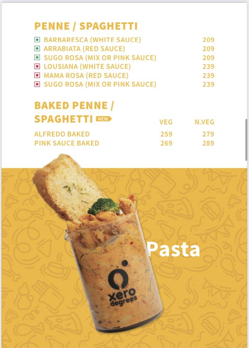 Menu at Xero Degrees, Pathankot
