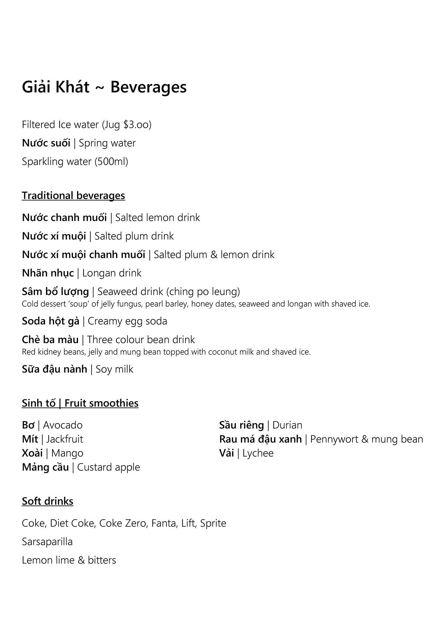 Menu at Yen Linh restaurant, Croydon Park, 131 Days Rd