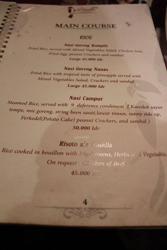 Menu at Rosella Kitchen (by Richie) Yogyakarta restaurant, Yogyakarta