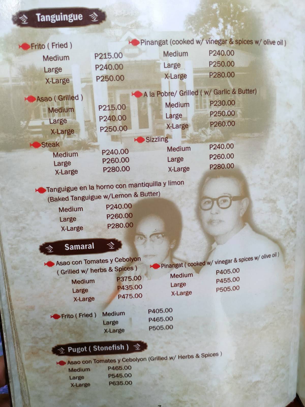Menu at Alavar Seafood Restaurant, Zamboanga, 173 Don Alfaro St