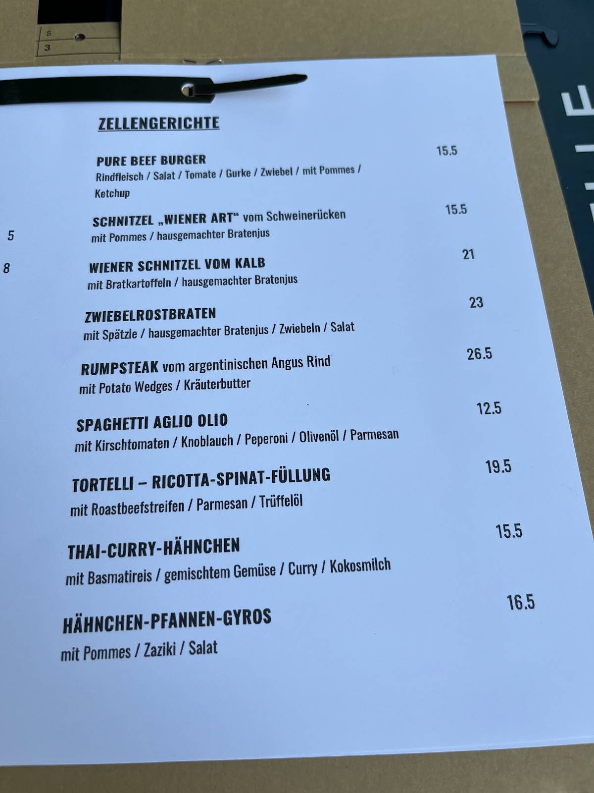 Speisekarte von Zelle Bar & Kitchen, Neckarsulm