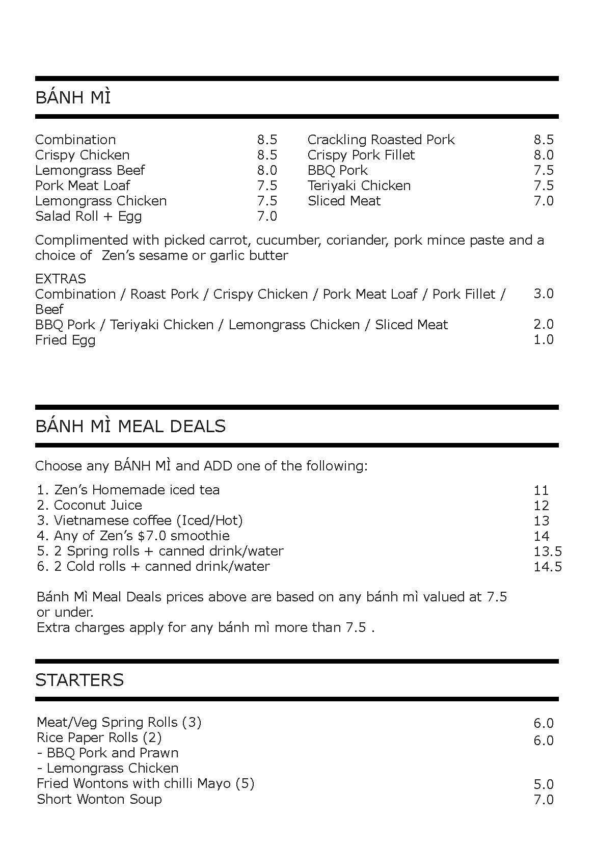 Menu at Hana Cafe and Food, Adelaide, Renaissance Arcade