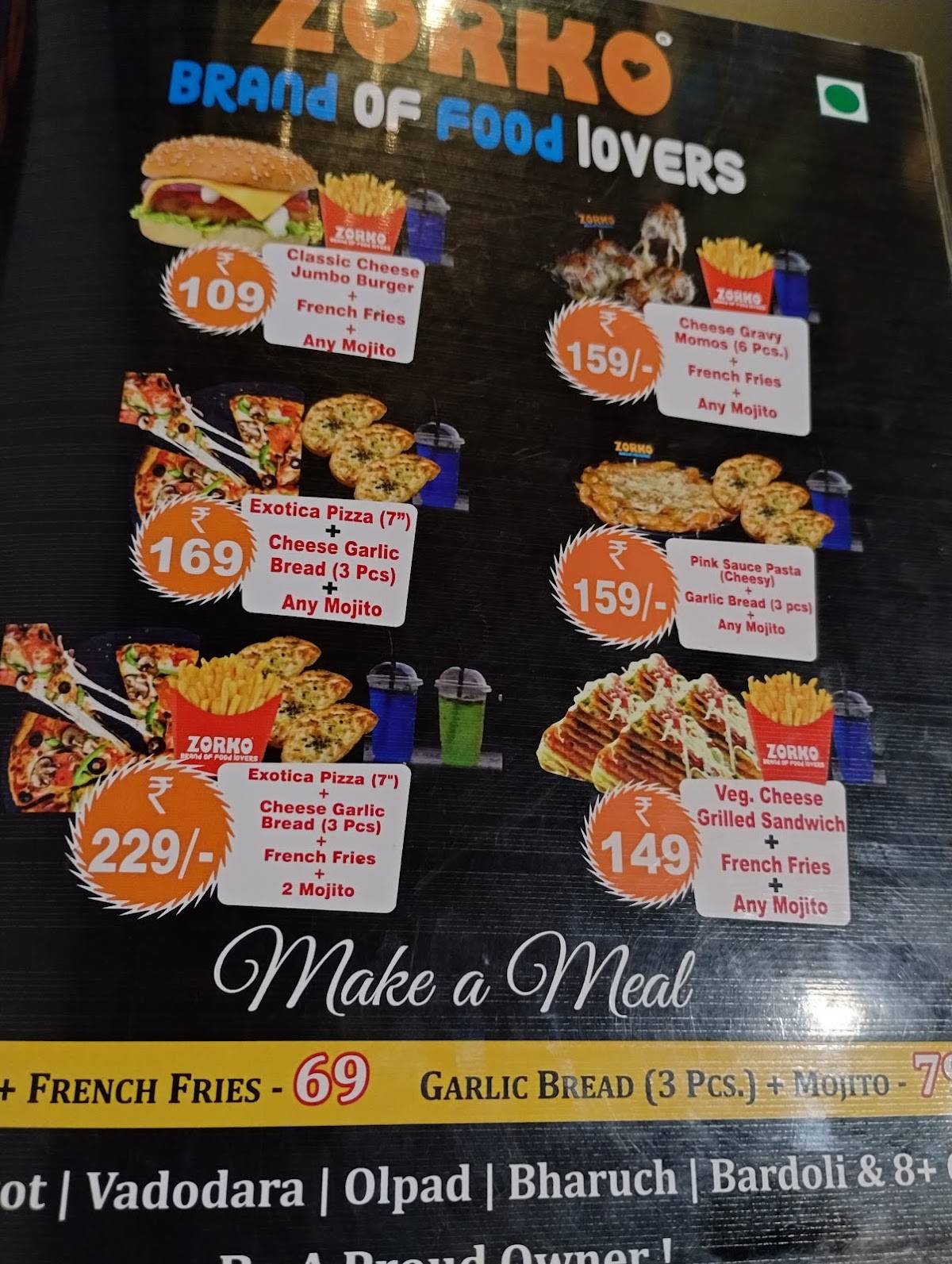 Menu at Zorko, Olpad