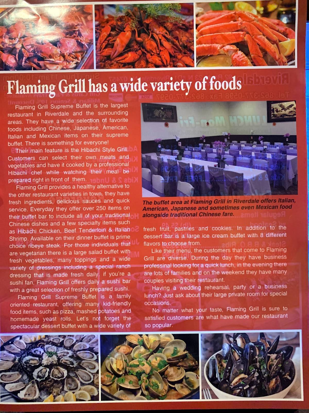 Menu at flaming grill restaurant, Riverdale, 92 NJ-23