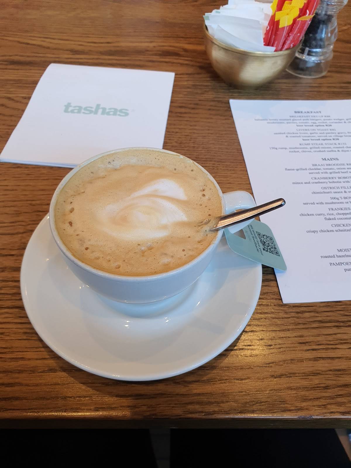 Menu at tashas Brooklyn cafe, Pretoria, Shop 27 Veale St