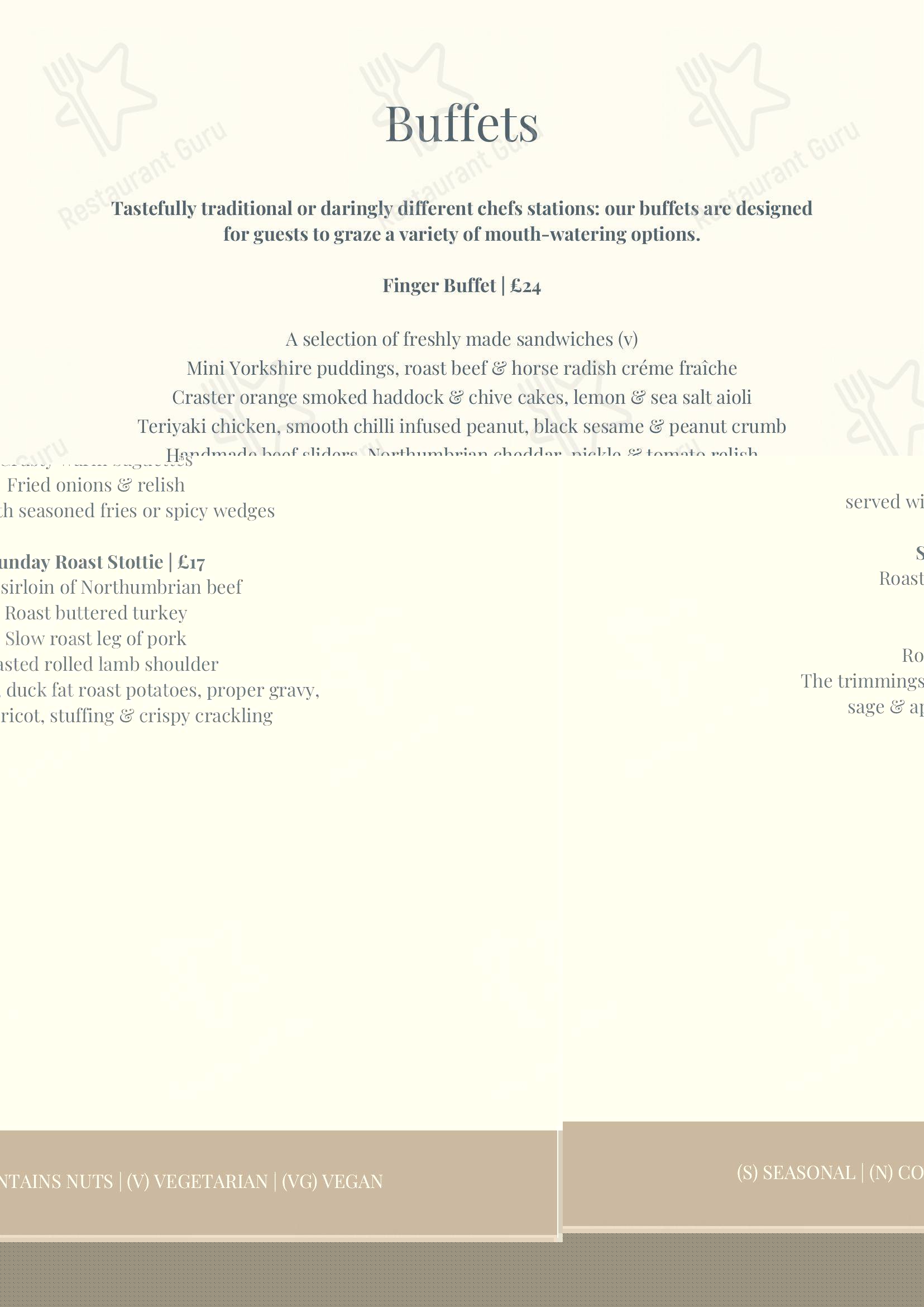 Menu at Whitworth Hall Estate & Deer Park, Spennymoor