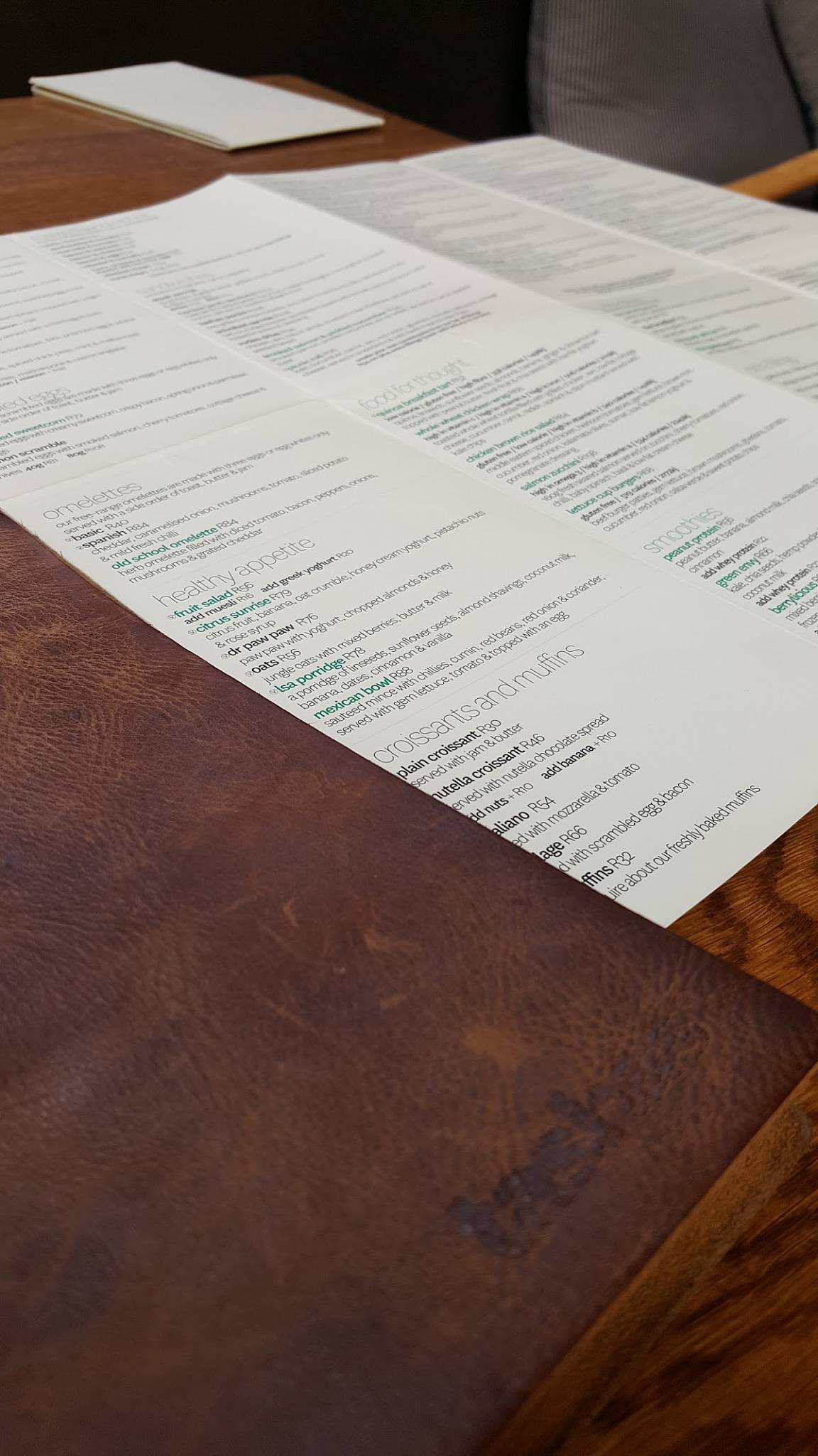 Menu at tashas Brooklyn cafe, Pretoria, Shop 27 Veale St
