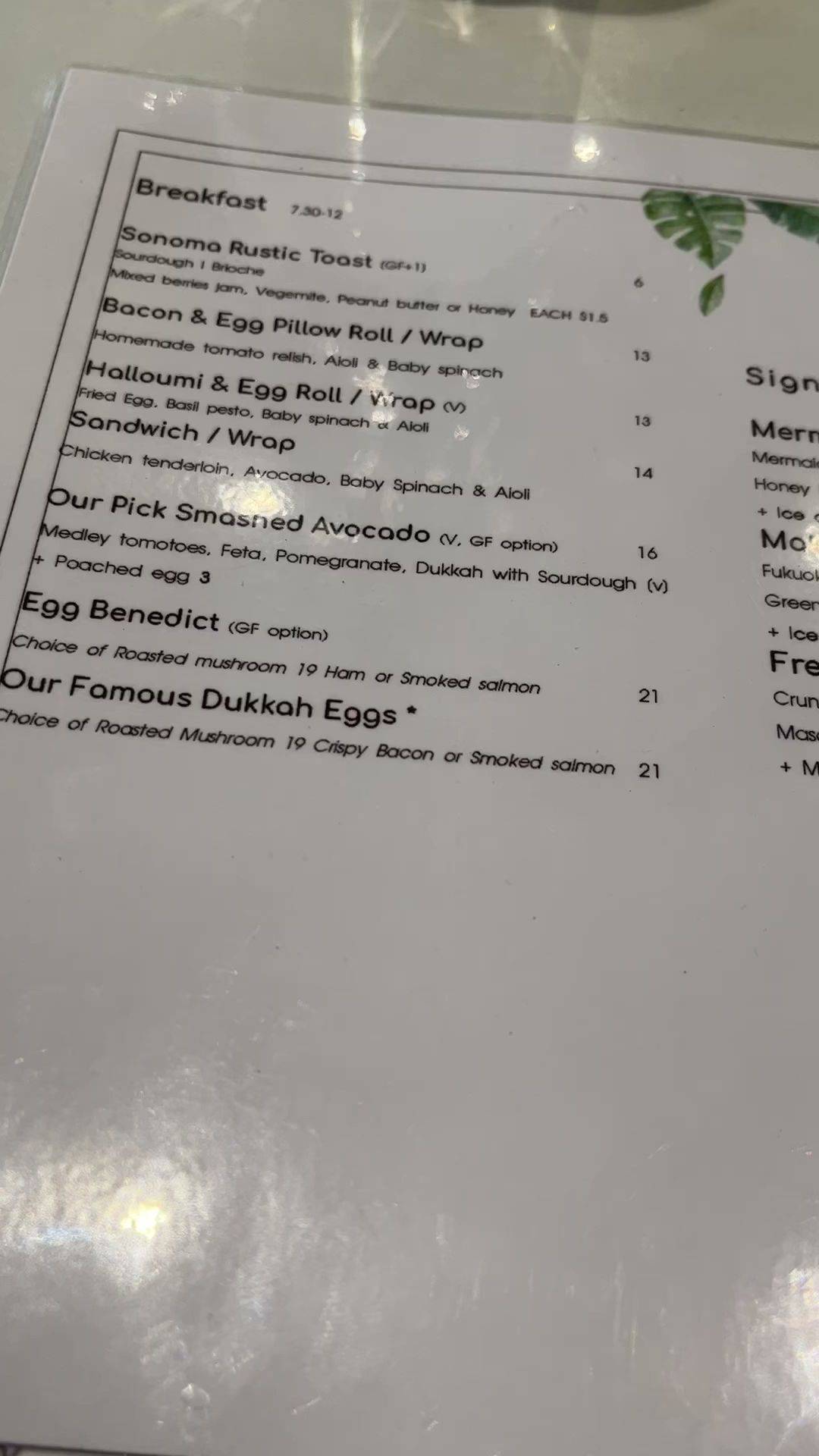 Menu at two sis & co cafe, Pyrmont
