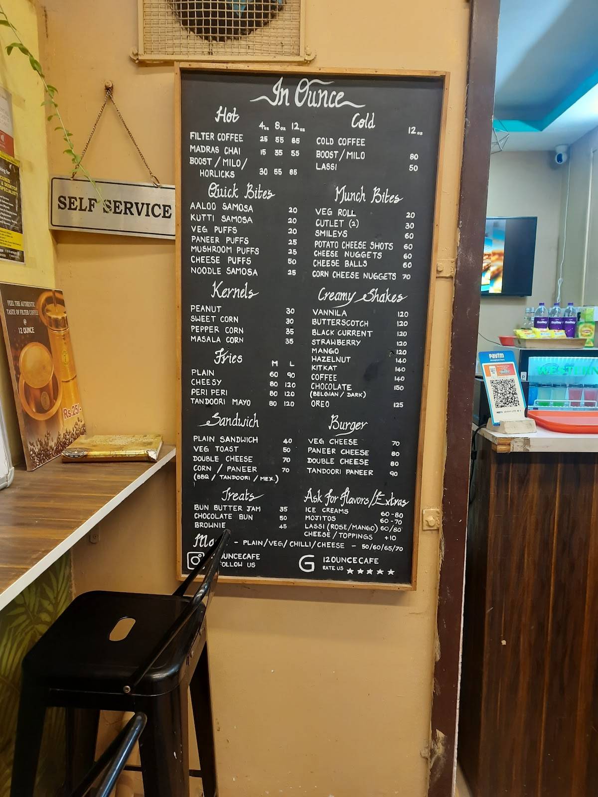 Menu at 12 Ounce cafe, Chennai