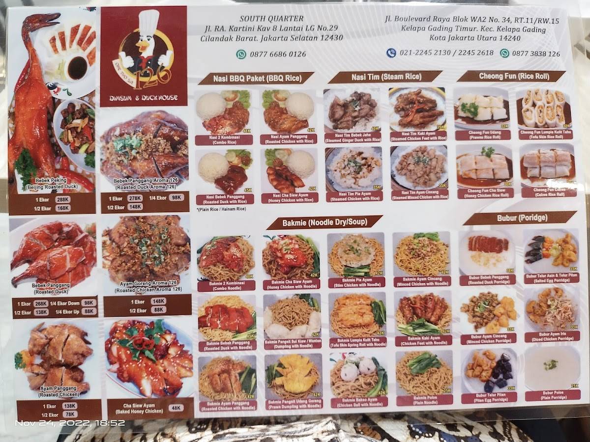 Menu at 126 Dimsum & Duck House - South Quarter restaurant, South Jakarta