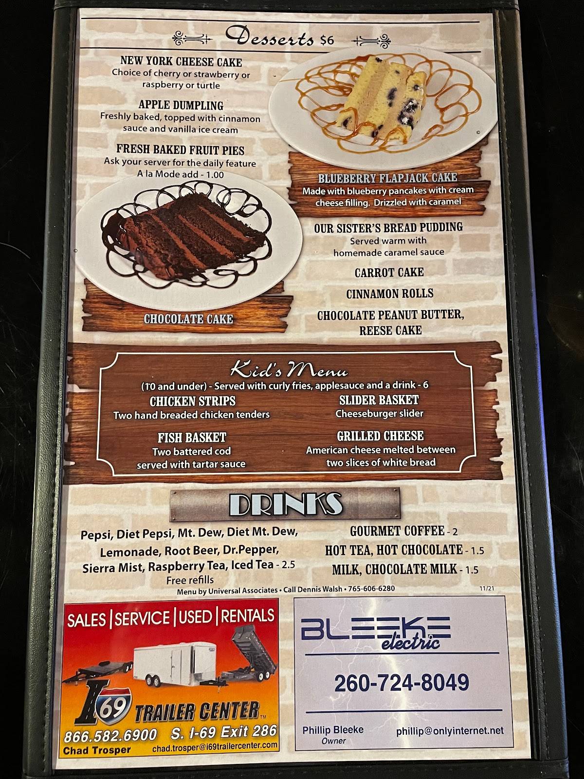 Menu at 2 Brothers Bar & Restaurant, Decatur