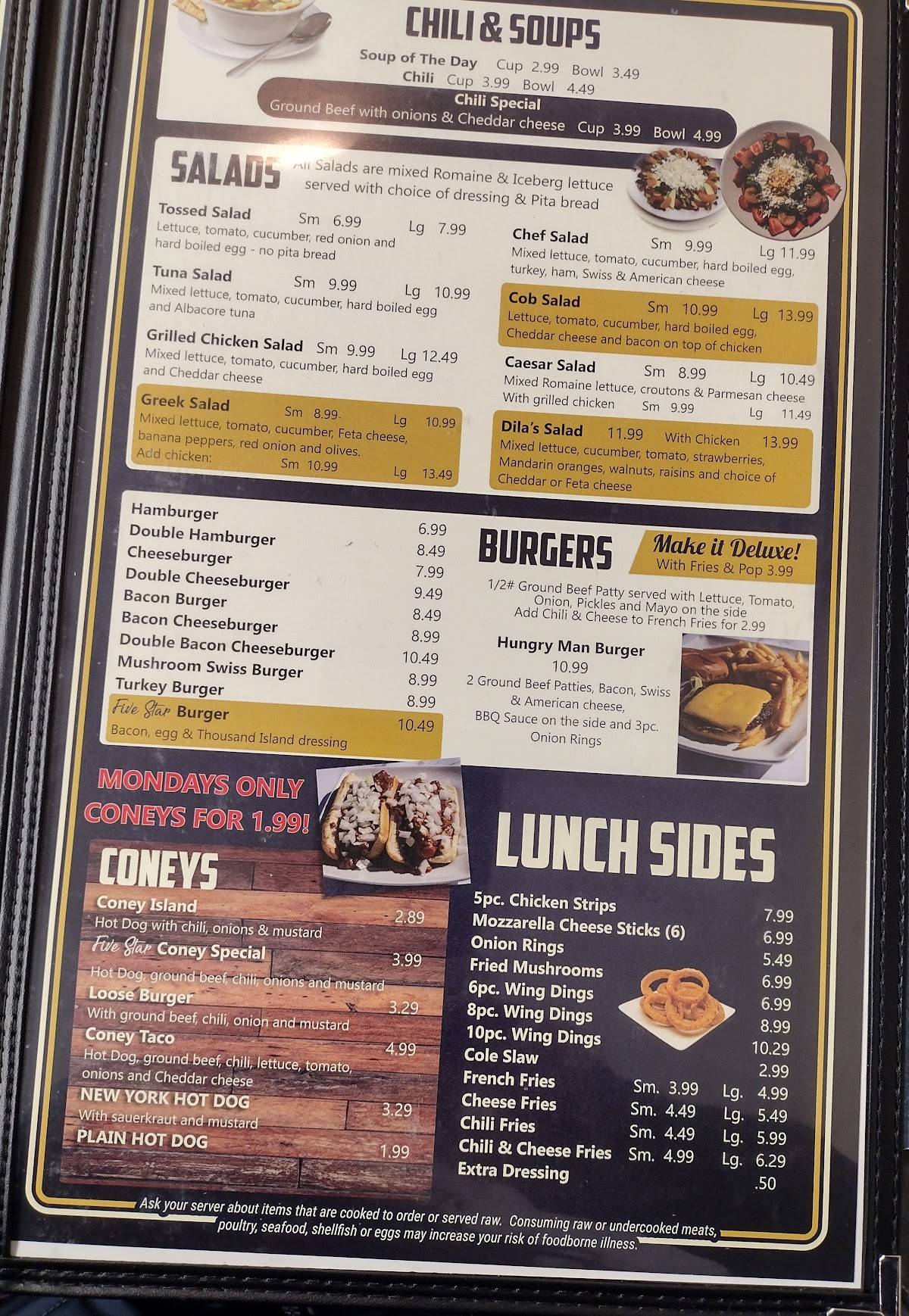 Menu at 5 Star Restaurant Breakfast & Lunch, Eastpointe
