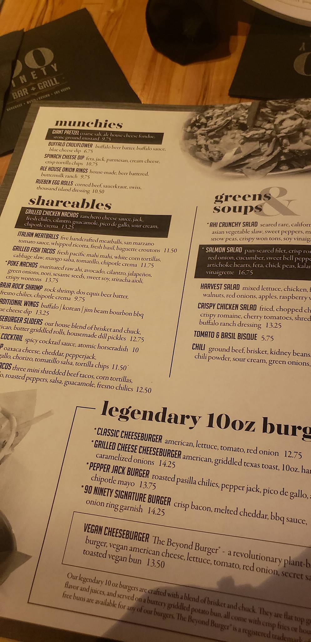 Menu at 90 NINETY Bar + Grill, Las Vegas