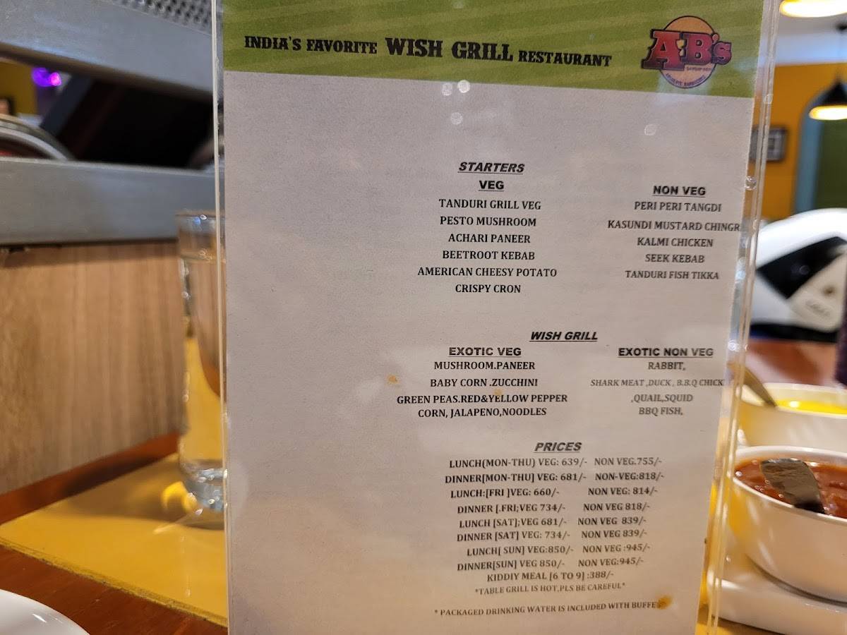 Menu at AB's - Absolute Barbecues Avani Mall, Kolkata, Howrah