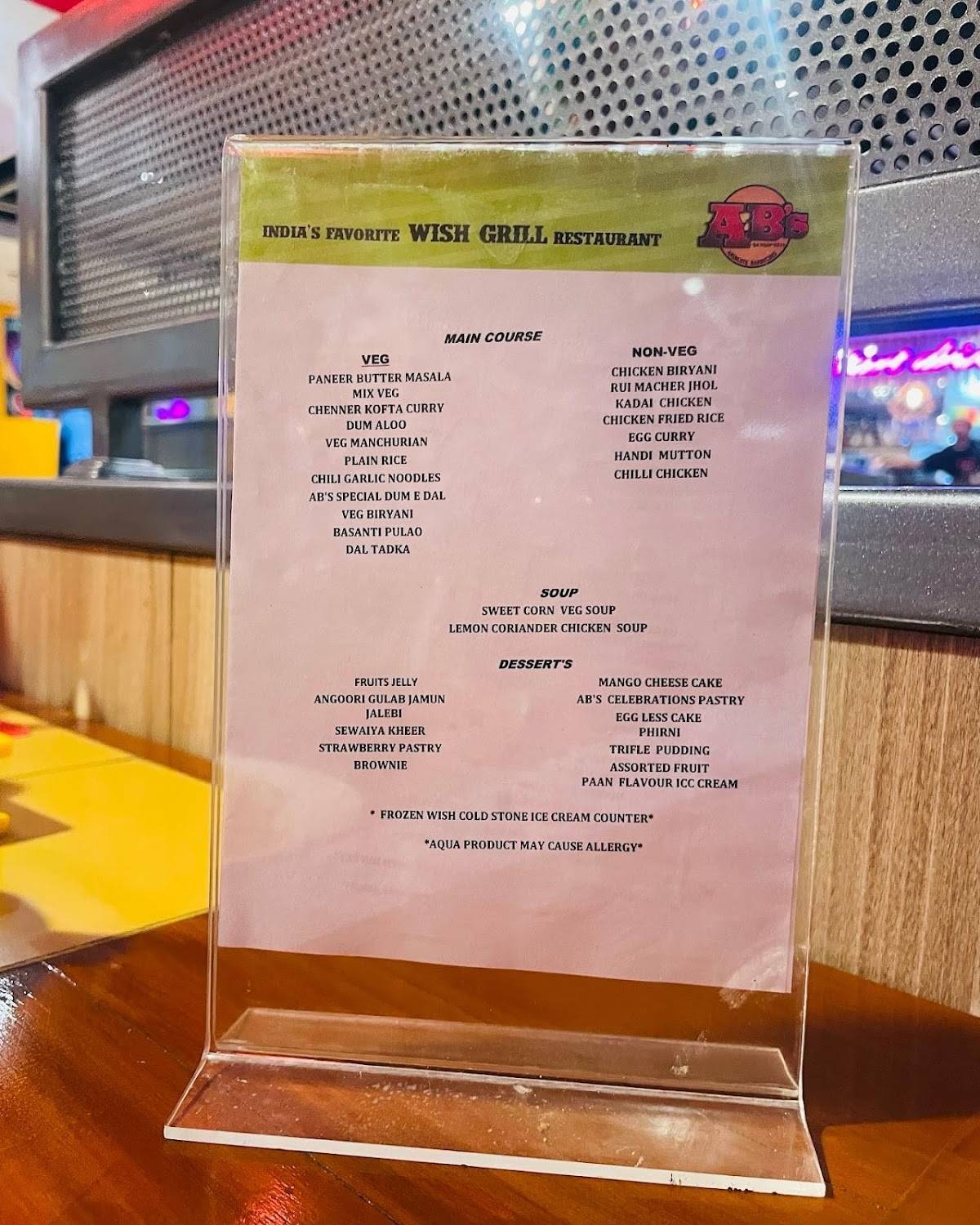 Menu at AB's - Absolute Barbecues Avani Mall, Kolkata, Howrah