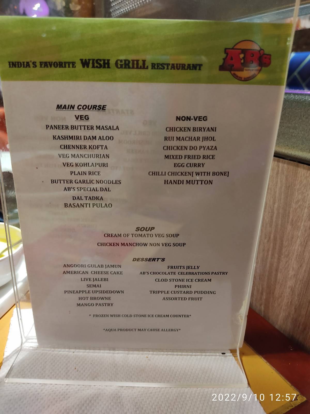 Menu at AB's - Absolute Barbecues Avani Mall, Kolkata, Howrah