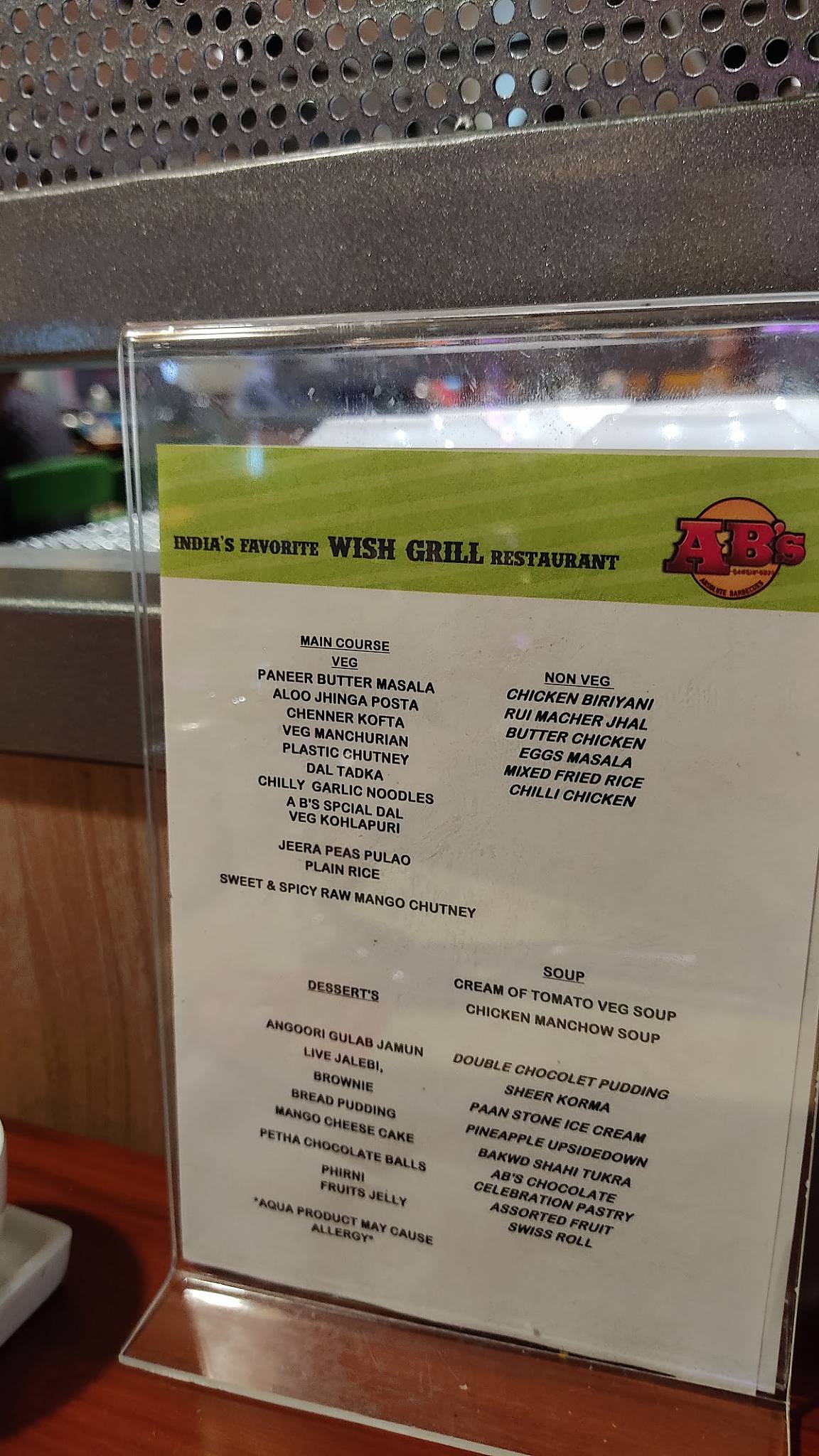 Menu at AB's - Absolute Barbecues Avani Mall, Kolkata, Howrah