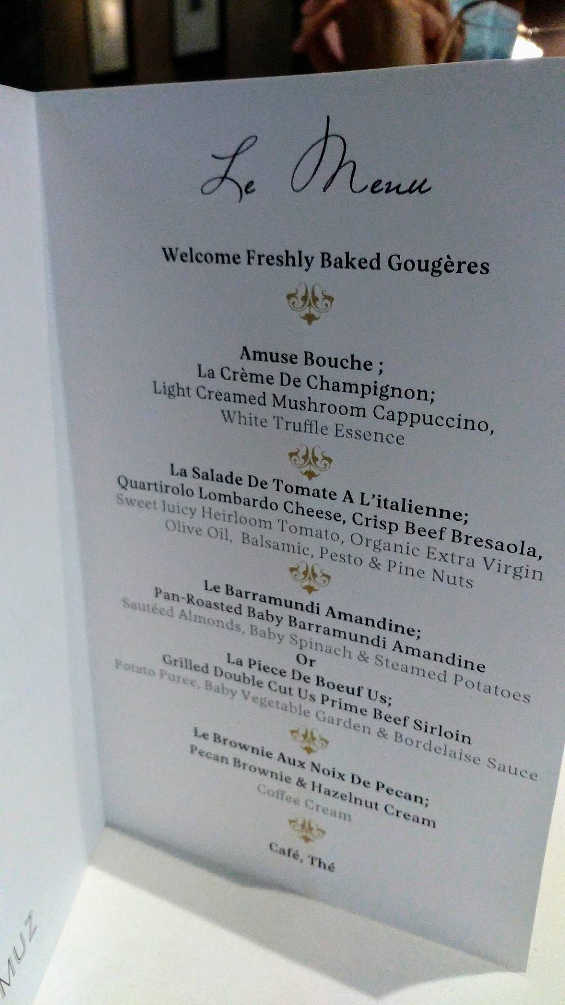 Menu at AMUZ Gourmet Restaurant, Jakarta