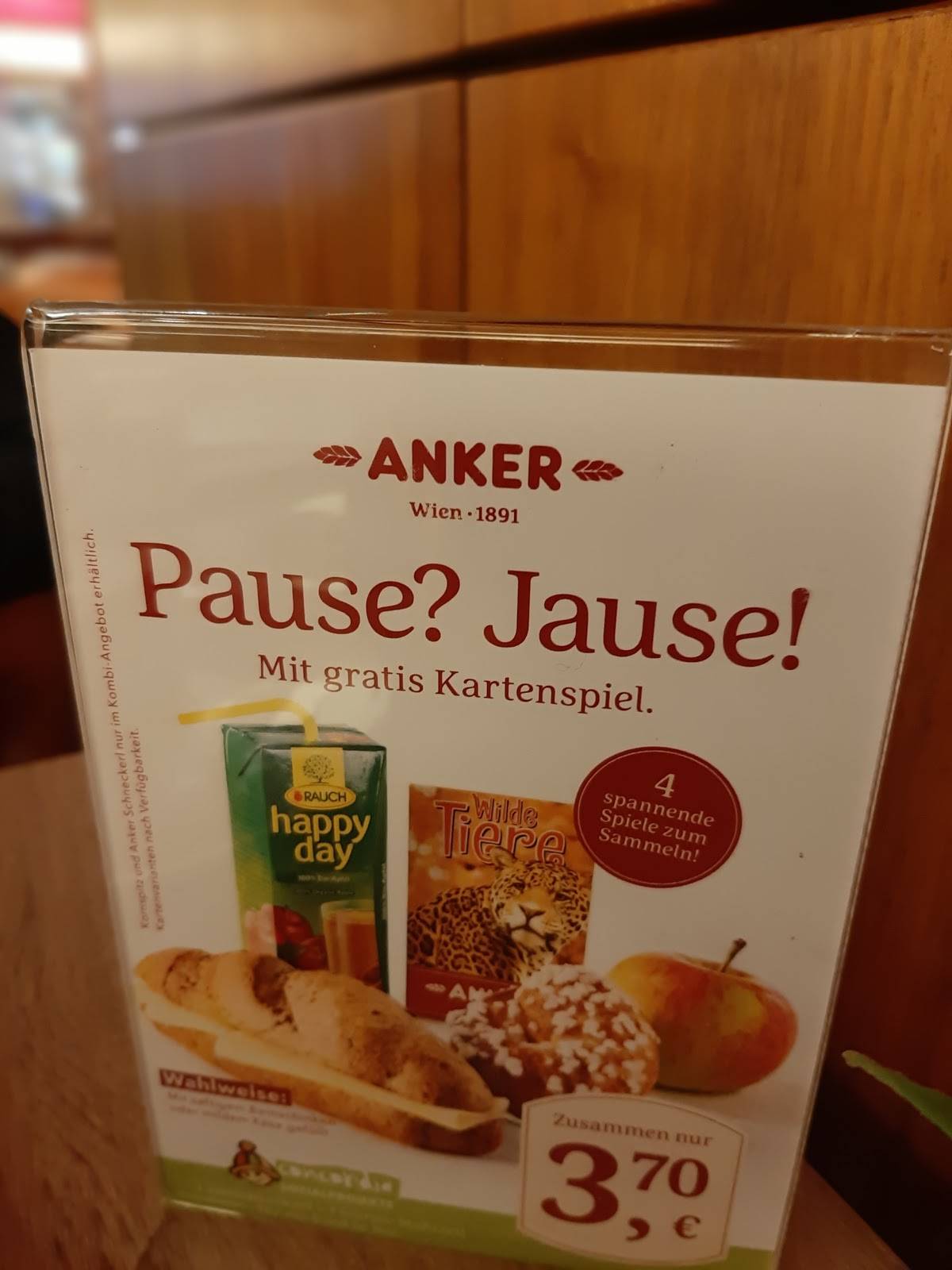 Menu at ANKER, Vienna, Opernpassage 19