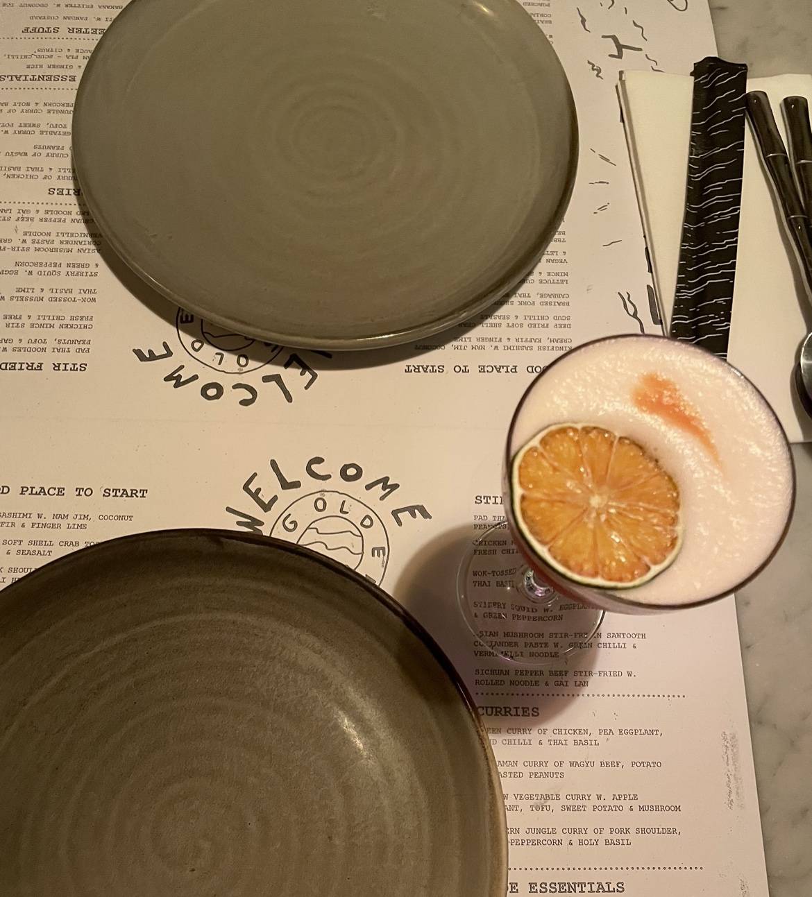 Menu at Golden Boy restaurant, Adelaide