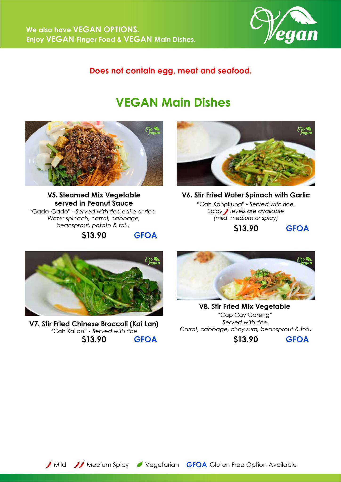 Menu at Pondok Daun Restaurant, Adelaide