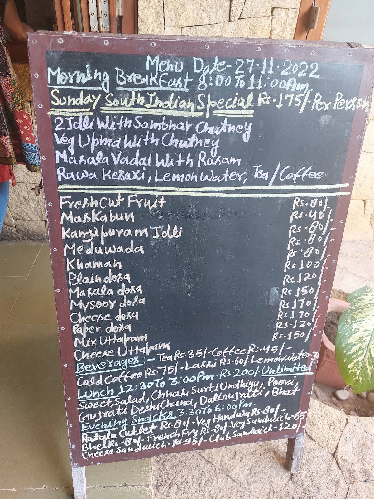 Menu at Kamla, Ahmedabad, 2GV9+M34