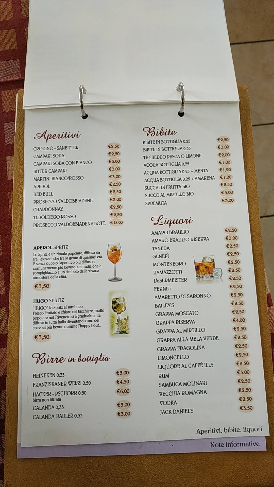 Menu da Bar B&B Al Chestelet, Trepalle