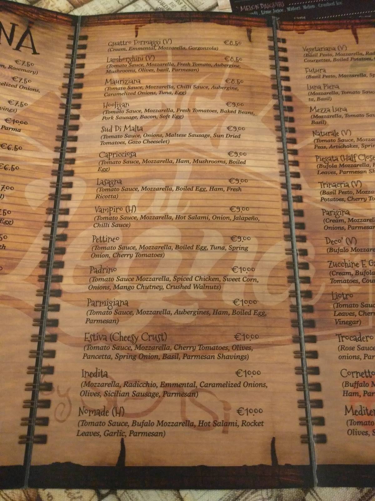 Menu at Al Legna Pizzeria, Marsaskala