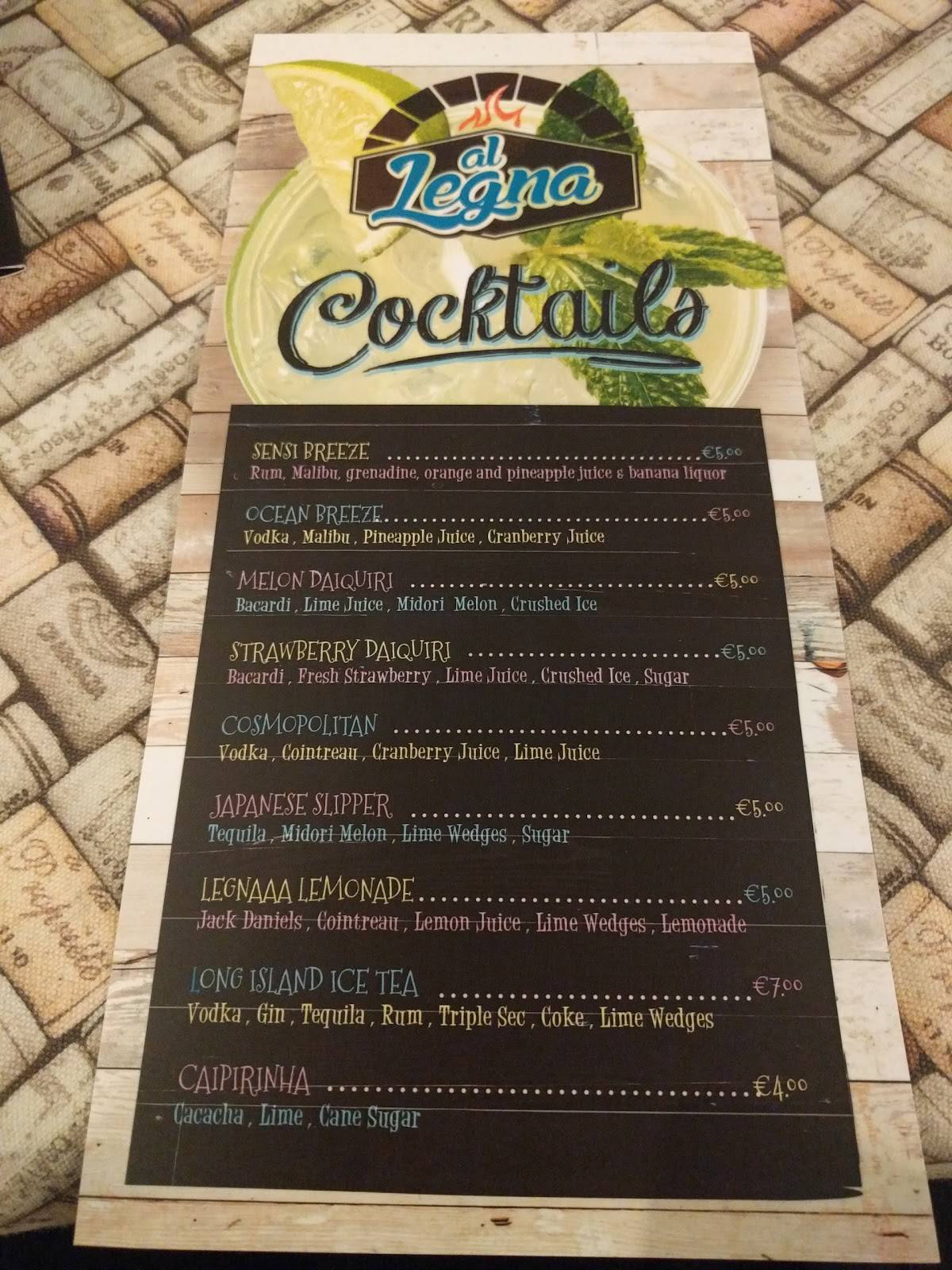 Menu at Al Legna Pizzeria, Marsaskala