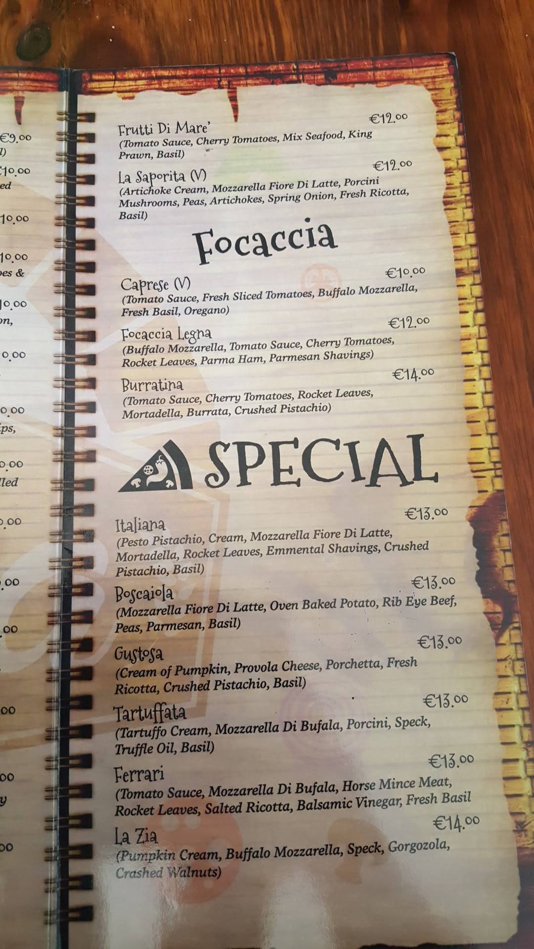 Menu at Al Legna Pizzeria, Marsaskala