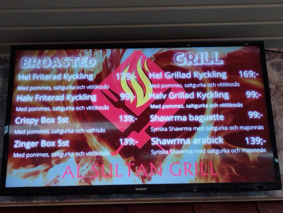 Menu at Al Sultan Grill restaurant, Hässleholm