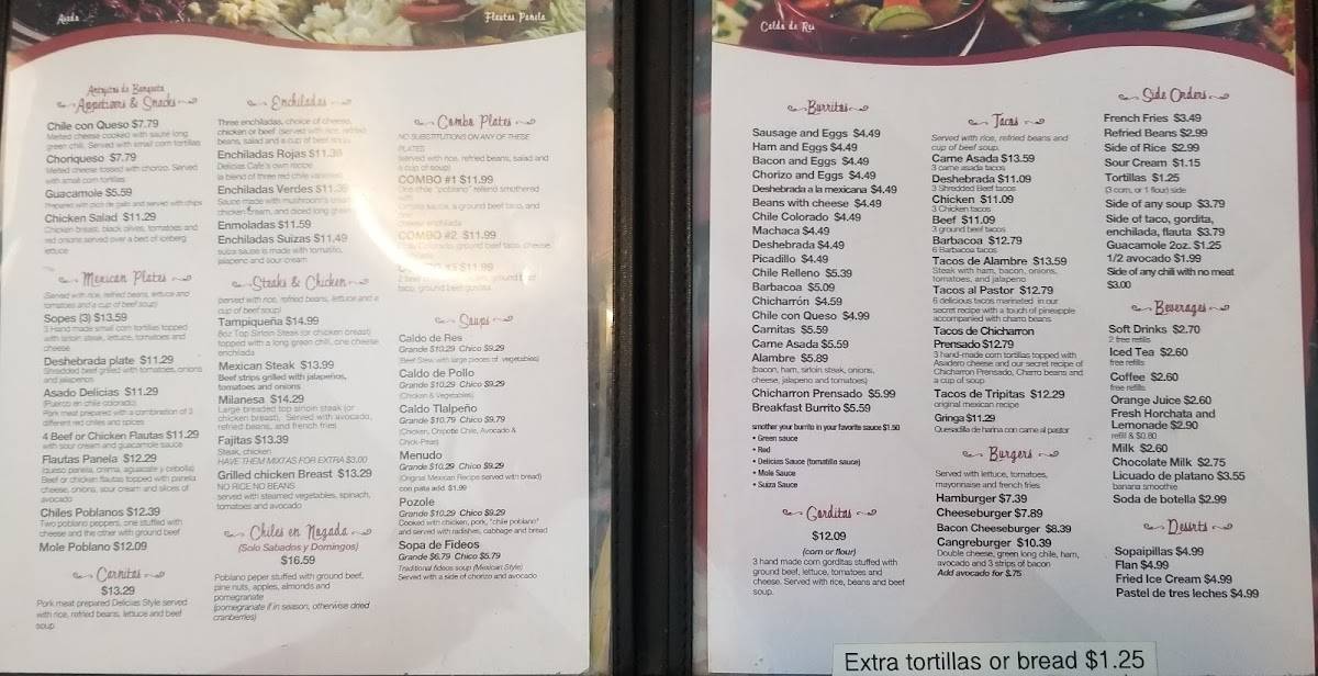 Menu at Delicias Café cafe, Albuquerque