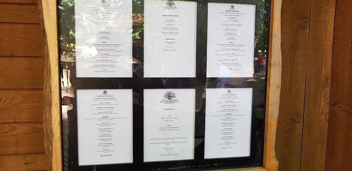 Menu at The Treehouse Restaurant, Alnwick